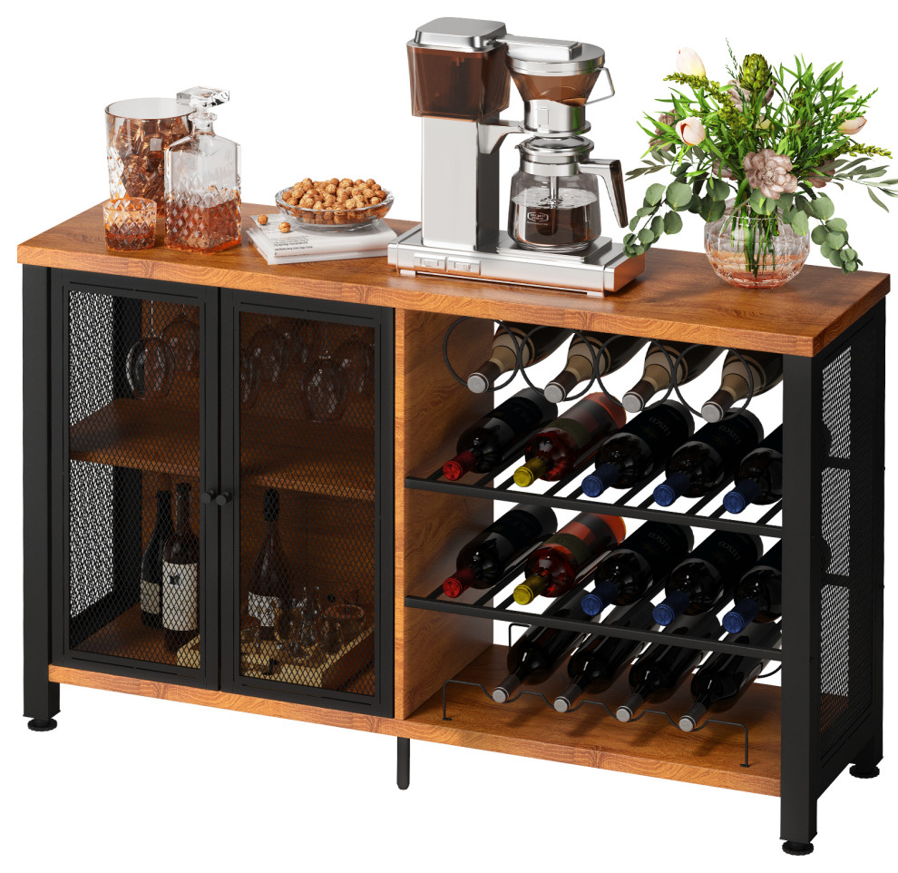 VEVOR Industrial Bar Cabinet Wine Bar Cabinet Table With Wine Rack ...