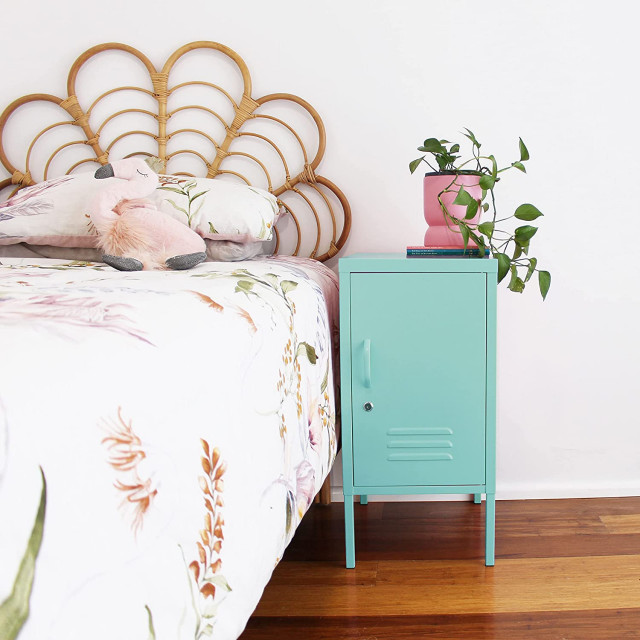 Stylish Locker End Table/Bedside Table with Metal Storage Cabinet ...