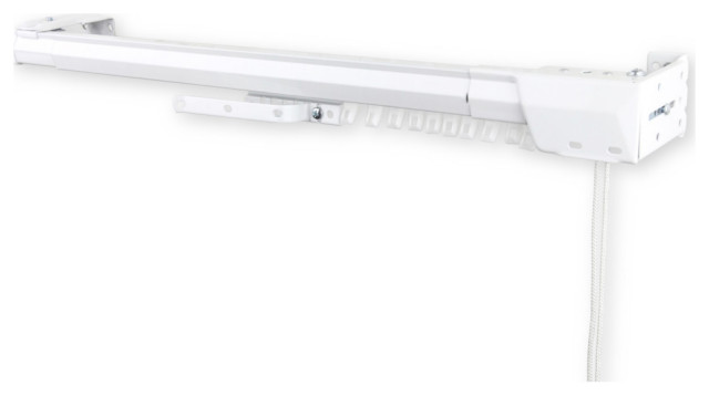 White Heavy Duty Traverse Rod, One Way Cord Right 84-156 ...