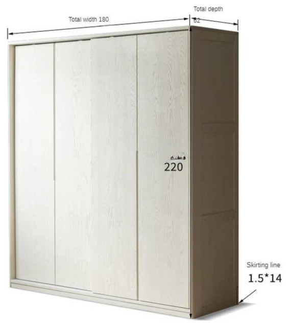 Oak Solid Wood Cream Wardrobe Sliding Door, 70.9x24.4x86.6 ...