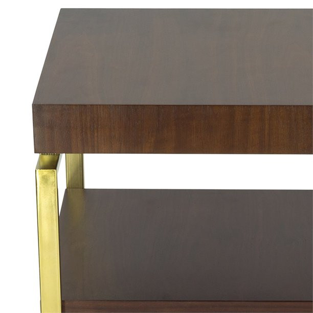 Contemporary End Table, Elegant Design With Golden Frame & Dark ...