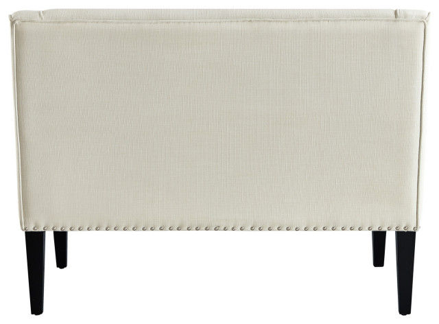 45" Cream And Black Upholstered Linen Bench - Transitional ...