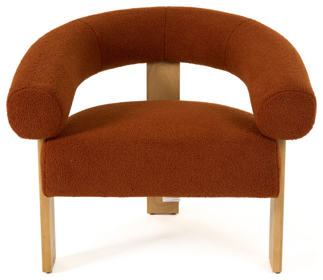 Modrest Nocona Modern Rust Fabric, Wood Accent Chair - Contemporary ...