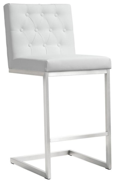 White Stainless Steel Counter Stool Set, Belen Kox - Contemporary - Bar ...