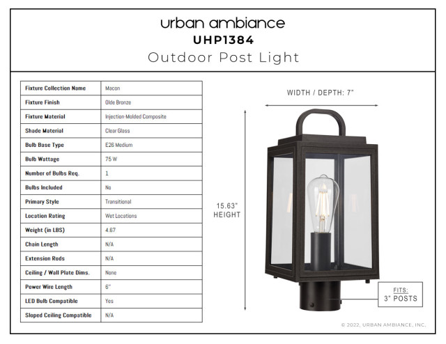 Luxury Farmhouse Post Light, Olde Bronze - Transitional - Post Lights ...