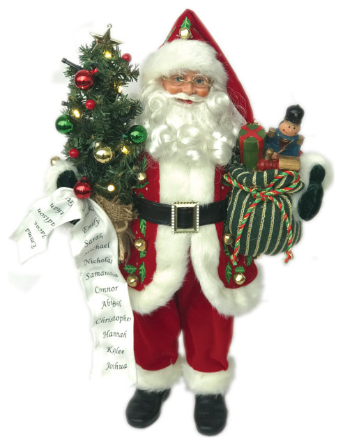 18" Merry Xmas Claus with Lights - Traditional - Holiday Accents And ...