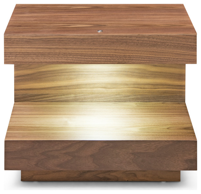 Modrest Esso Contemporary Walnut End Table - Transitional - Side Tables ...