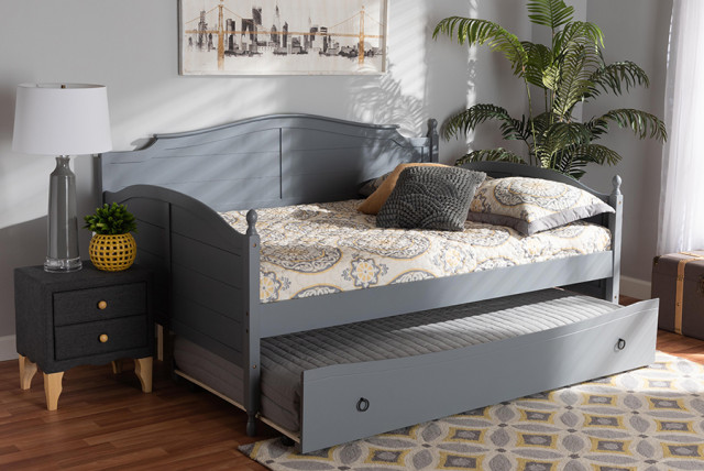 Rafaela Traditional Modern Farmhouse Full Over Twin Daybed With Trundle ...