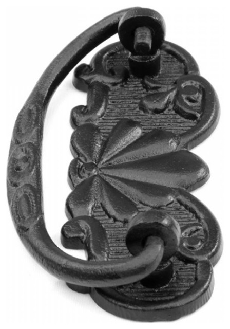 4" Black Kitchen Cabinet Pull Handle Antique Scalloped Renovators ...