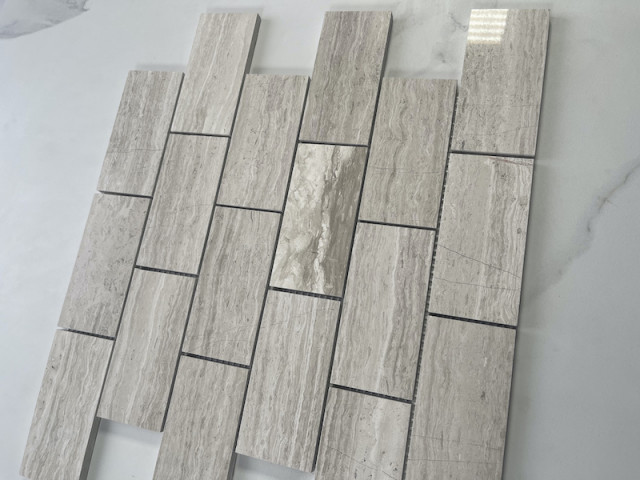 Athens Silver Cream 2x4 Subway Tile Marble Polished Haisa Wooden Beige ...