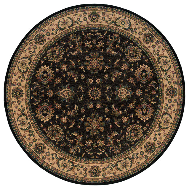 Ariana 311K3 Black/Ivory 4' x 5'9" Rug, Round 6' Round - Traditional ...