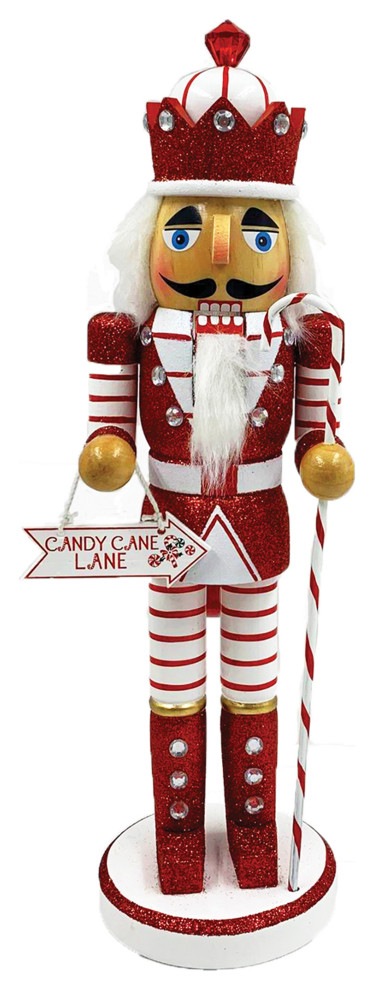 14" Candy Cane King Nutcracker - Contemporary - Holiday Accents And ...