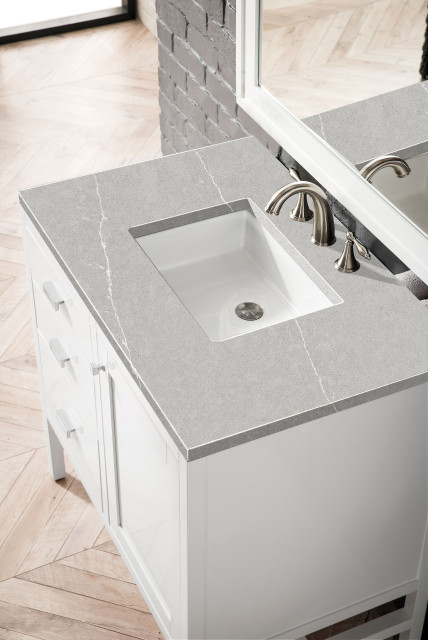 Addison 36" Vanity, Glossy White, Eternal Serena Top - Transitional ...