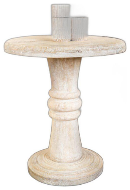Rustic Natural Turned Pedestal End Table - French Country - Side Tables ...