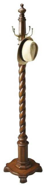 Bowery Hill Traditional Wood Costumer Coat Rack in Vintage Oak ...