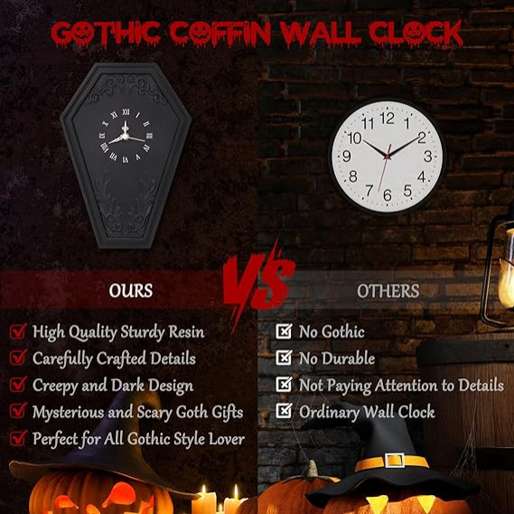 Coffin Wall Clock - Gothic Home Décor - Steampunk Wall Clock,Coffin ...