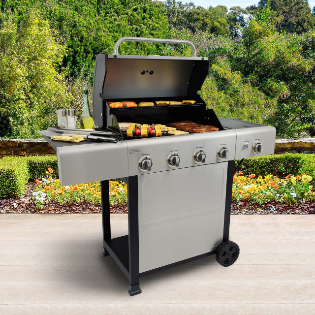 Kenmore 4 Burner Open Cart Gas Grill with Side Burner - Contemporary ...