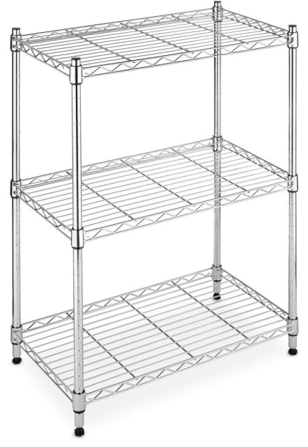 Supreme Small 3-Tier Shelving, 30-In. H x 23-In. W x 13-In. D, Chrome ...