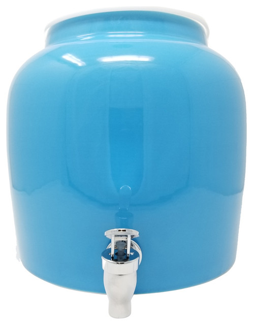 Premium Porcelain Water Crock Dispenser With Wood Stand - Contemporary ...