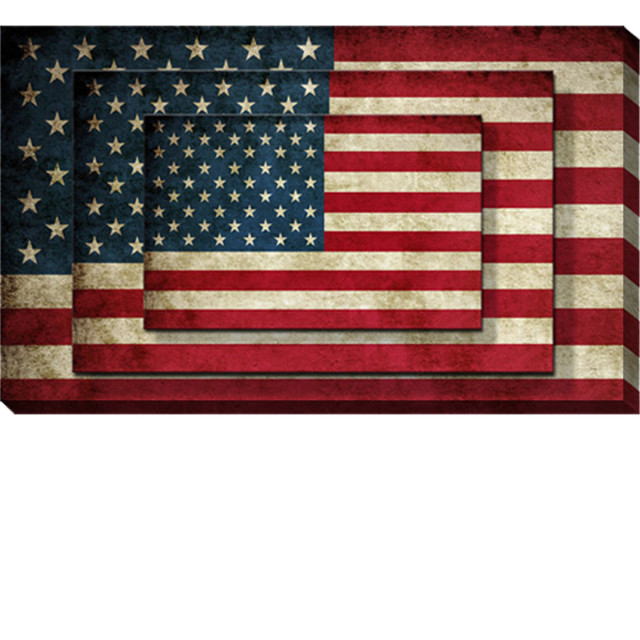 Contemporary Canvas American Flag Wall Art Print Decor, Multicolor ...