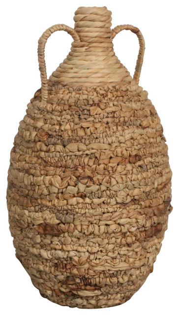 Plutus Brands Hyacinth Vase, Natural, Brown Natural Fiber - Tropical ...