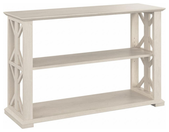 Bush Furniture Homestead Console Table with Shelves, Linen White Oak ...
