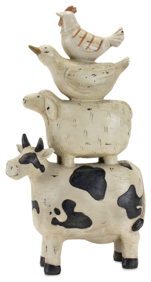 Farm Animal Stack 11.5"H Resin - Farmhouse - Decorative Objects And ...