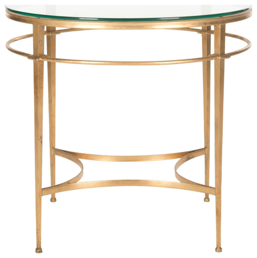 Liza Round Antique Gold Glass Side Table - Contemporary - Side Tables ...