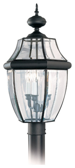 Lancaster 3-Light Outdoor Post Lantern, Black - Traditional - Post ...