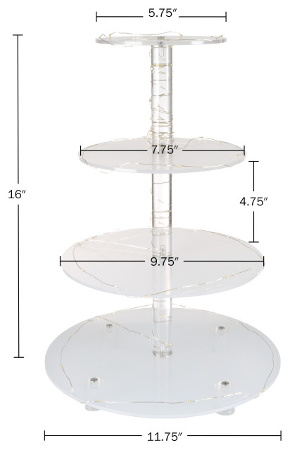 4-Tier Cupcake Stand Round Acrylic Display Stand With LED Lights ...