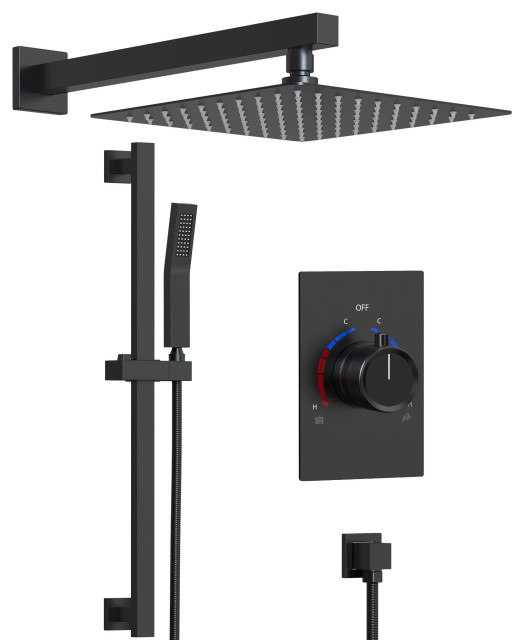10" Pressure Balancing 2-Function Slide Bar Shower System, Included ...