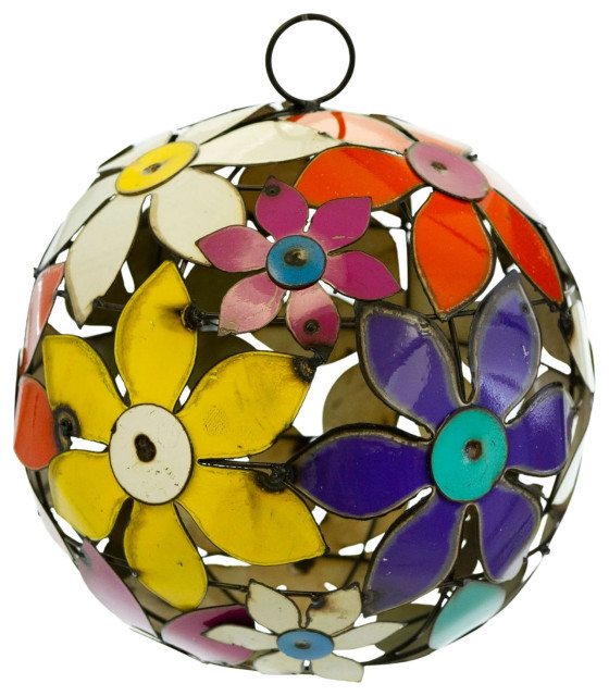 Lucia Flower Detail Metal Ball - Contemporary - Outdoor Decor - by ...
