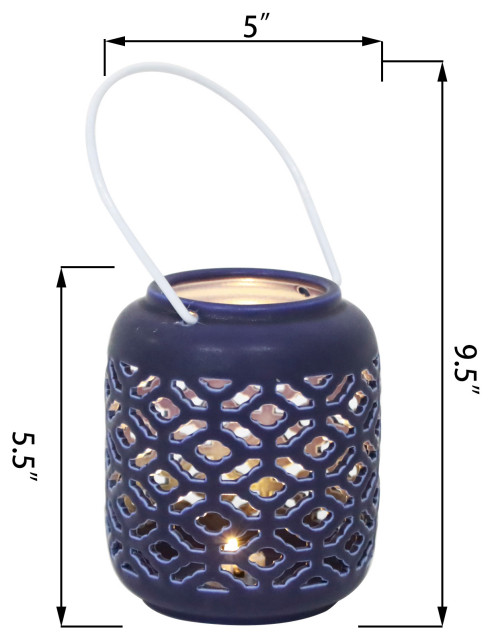 5In Led Kilim Ceramic Lantern - Contemporary - Candleholders - by Flora ...
