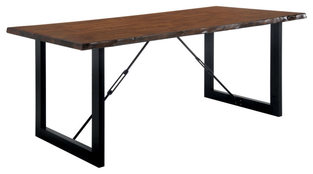 Industrial Dining Table, Striking Angled Metal Supports & Walnut ...