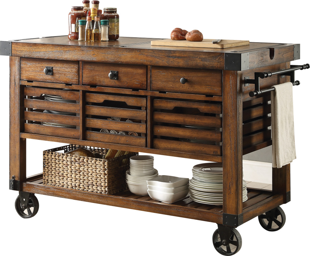 Kaif Kitchen Cart - Industrial - Kitchen Islands And Kitchen Carts - by ...