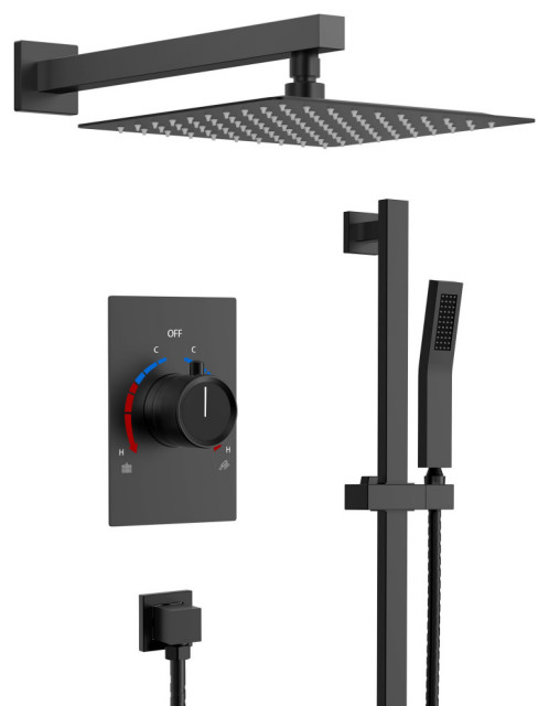 Modern Rain Shower System With Slide Bar Hand Shower - Contemporary ...