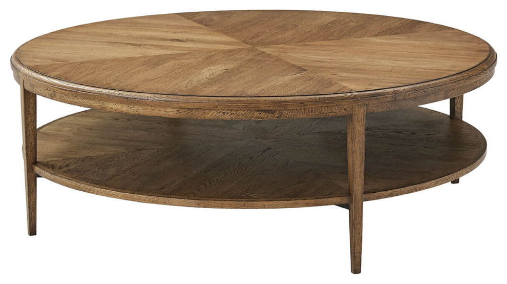 Modern Parquetry Round Coffee Table Light Oak - Transitional - Coffee ...