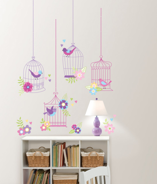 Chirping The Day Away Wall Art Kit, Purple - Contemporary - Kids Wall ...