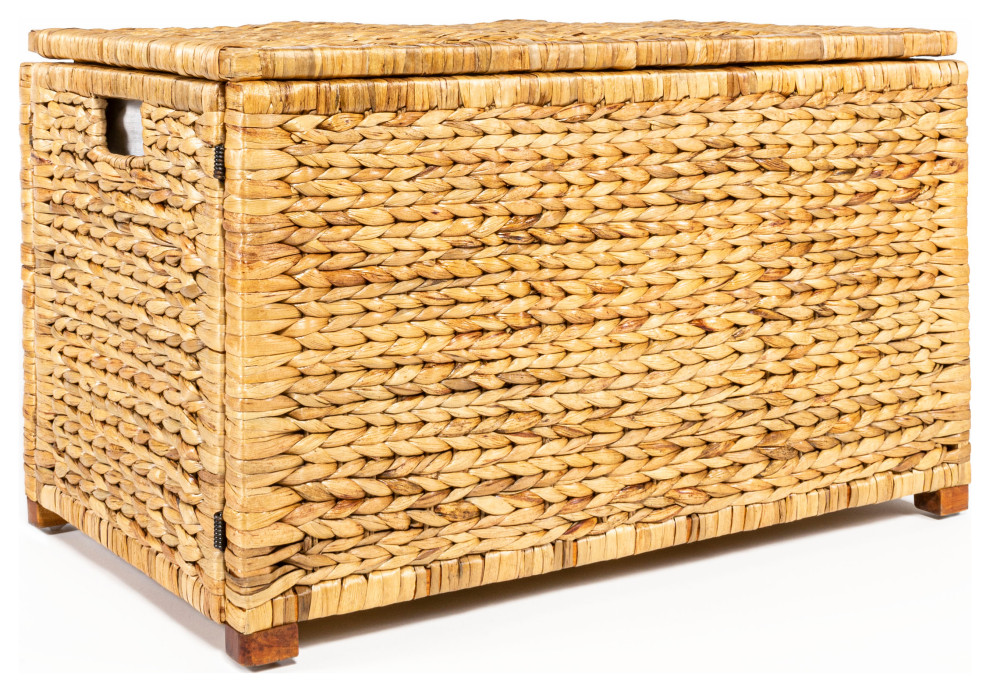 Anada Wicker Weave 30" Storage Trunk, Natural - Tropical - Decorative ...