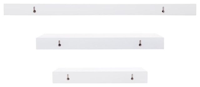 kieragrace KG Modern Maine Wall Shelves Set of 3 White Engineered Wood - Transitional - Display ...