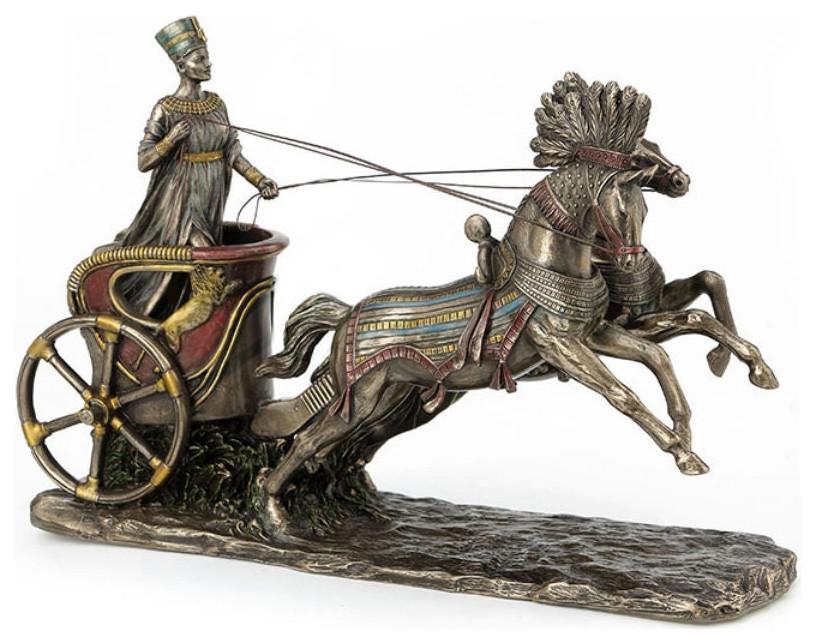 Egyptian Queen Nefertiti On Chariot Sculpture - Traditional ...