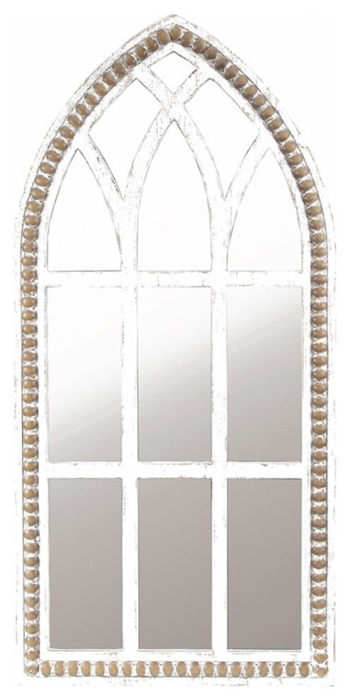 LuxenHome White Rustic Wood Cathedral Wall Mirror - French Country ...