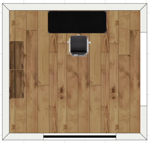 Office layout for office viewable from dining room and front door