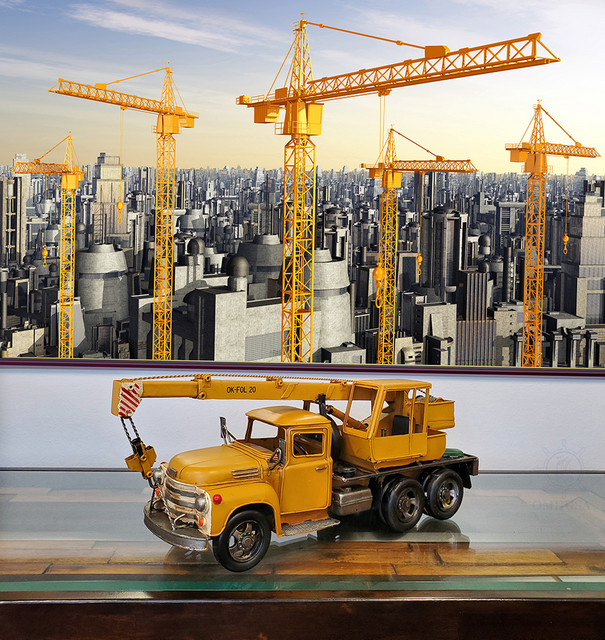 Metal Handmade Crane Truck Model, Collectible Metal Scale Model Truck ...