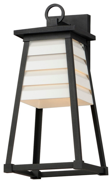 Shutters 1-Light Outdoor Wall Sconce, White / Black - Transitional ...