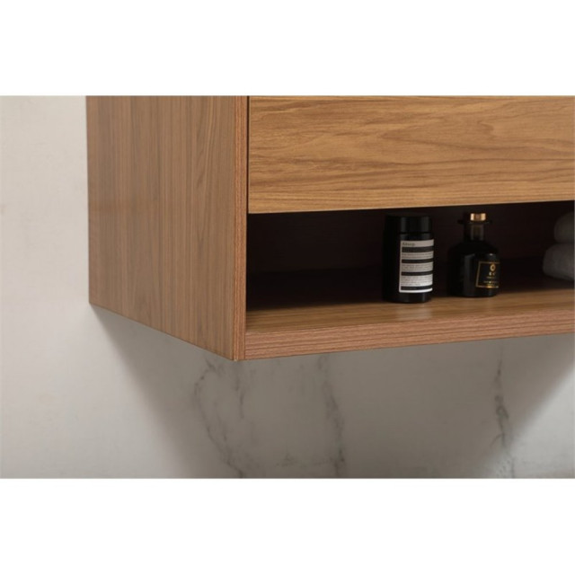 Elegant Decor Roman 40" Aluminum MDF Single Bathroom Vanity in Walnut ...