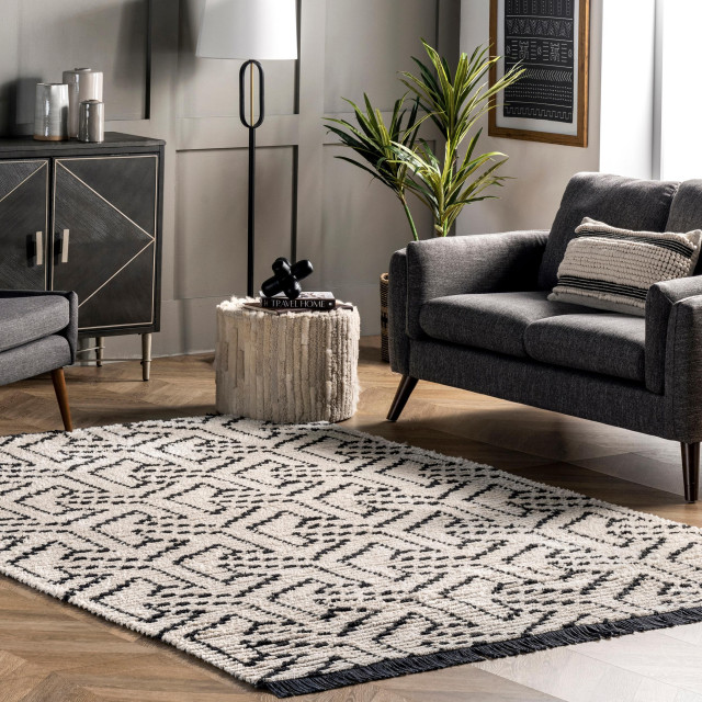 nuLOOM Alyson Modern Abstract Soft Shag Fringe Geometric Area Rug, 2'8 ...