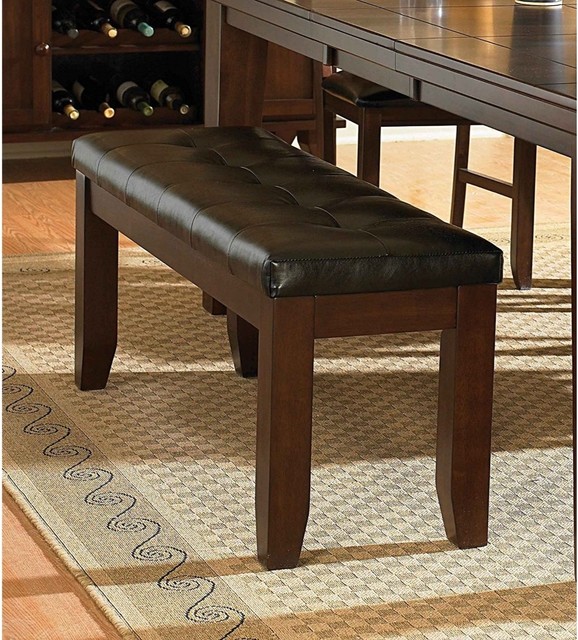 Benzara BM179874 Wood and Bi-Cast Vinyl 60" Bench With Tufted Seat ...