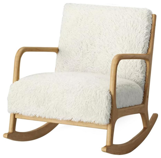 Modern Rocking Chair, Hardwood Frame With Comfortable Sherpa Seat ...