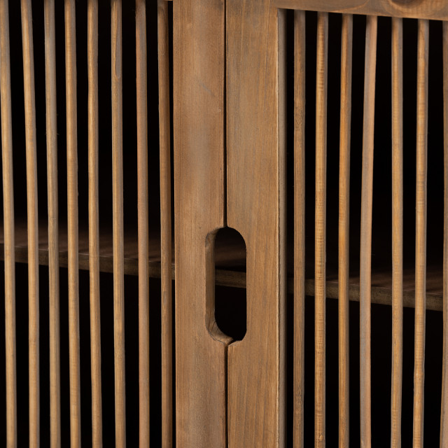 Clement Rustic Medium Oak Finished 2-Door Wood Spindle Accent Storage ...